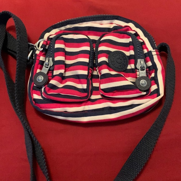 Kipling | Bags | Small Red And Blue Striped Kipling Crossbody | Poshmark